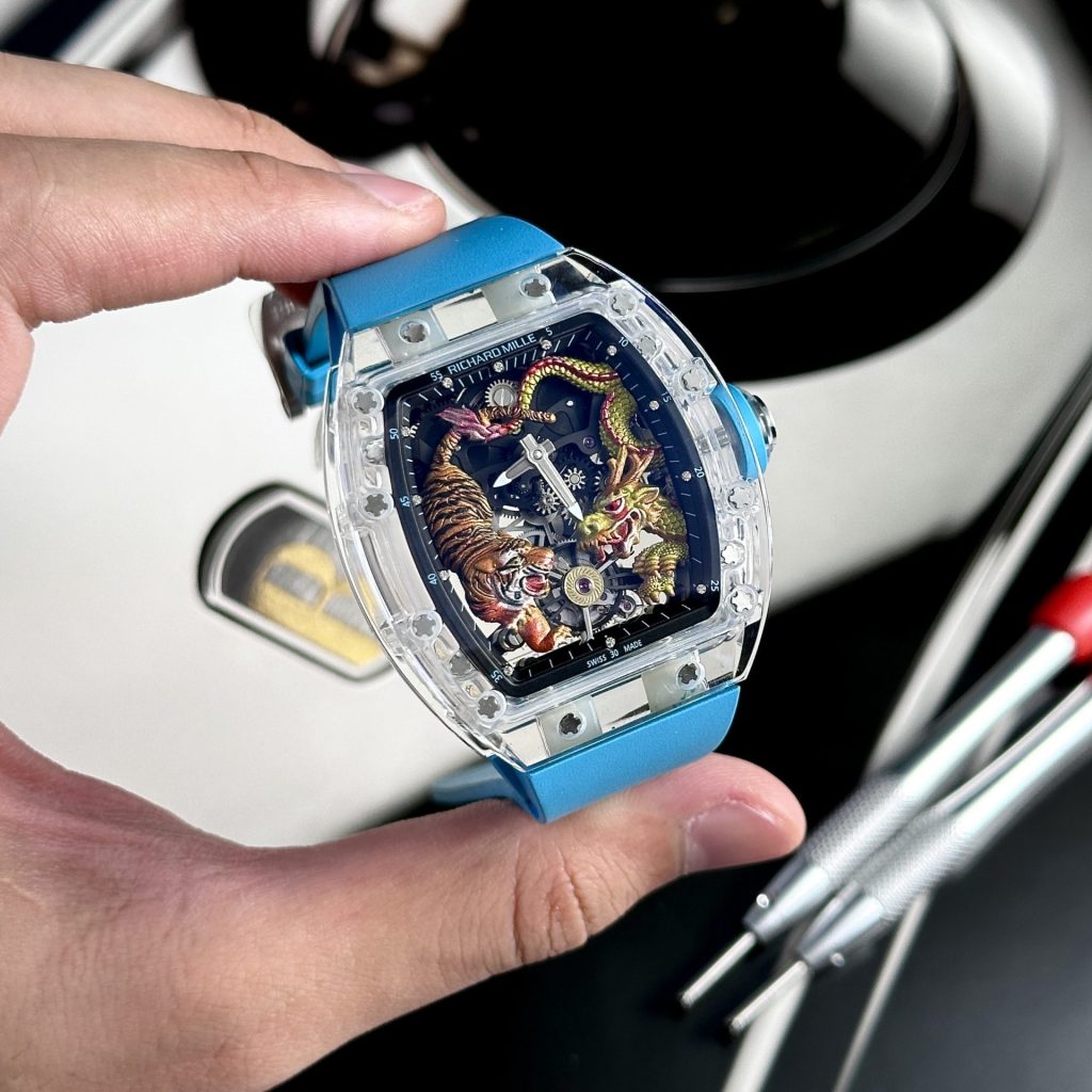 Đồng Hồ Richard Mille RM51-01 Tourbillon Sapphire Ngoạ Hổ Tàng Long Chế Tác 40x48mm - DWatch Luxury